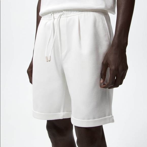 Zara | Shorts | New Zara Mens Oyster White Stretch Shorts Size L | Poshmark